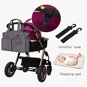 MEYTEILAY Diaper Bag Tote Baby Changing Bag Large Baby Bags for Mom with Changing Station Multifunction Travel Diaper Bag for Women（Grey）