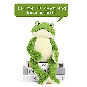 Muiteiur Plush Frog Stuffed Animal Cute Frog Soft Toy with White Belly Gift for Kids Girlfriend (Green,17.7 inch)