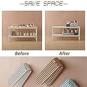 Shoe Racks ZXK Shoe Slots Organizer Stackable Shoe Stackers Adjustable Double Deck Holder for Closet Space Saver Easy Shoe Organizer(10-Pack), Gray