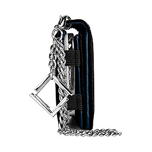 Lencca Kymira II Vegan Leather Smartphone Clutch Wallet Purse with Removable Chain Wrist Strap - Black/Marine