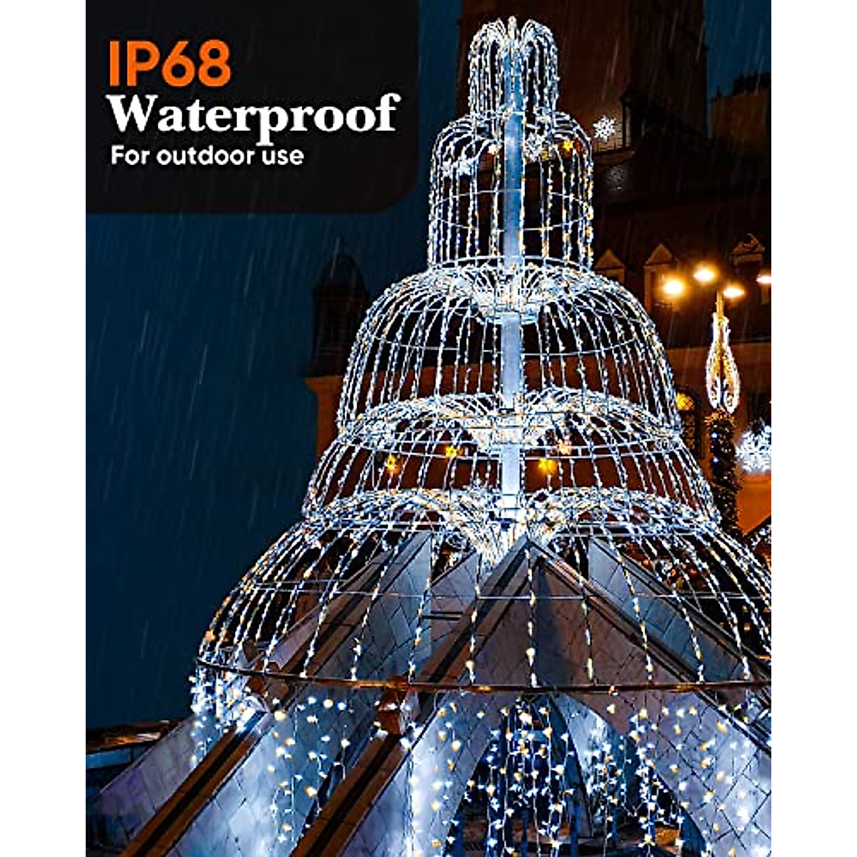 BUYISNIS Solar String Lights Outdoor, 66Ft 200 LED Solar/USB Powered Fairy Lights, 8 Modes with Remote Christmas Lights for Patio Garden Tree Party Yard Weeding Xmas Outside Decoration (Warm & White)