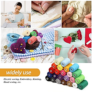 HAITRAL Sewing Thread Sets - 24-Color Spools Thread Mixed Cotton, 1000 Yards Sewing Kits Thread for Sewing Machine, DIY Sewing