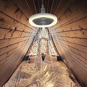 MS4U Socket Fan Light with Remote 10 Inch, Light Socket Fan 2,400 Lumen/6,500 Kelvin, Infinitely Adjustable, for Compact Spaces, Small Room, Walk-in Closet, Bathroom, Gazebo Gray