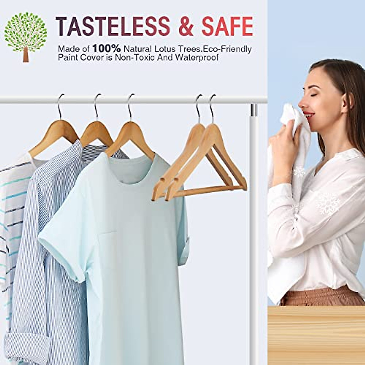 JDGOU Wooden Hangers 20 Pack Wood Hangers Clothes Hangers Coat Hangers for Closet Natural Coat Hanger,Heavy Duty Hangers,Hangers for Clothes Suit Skirt Pants