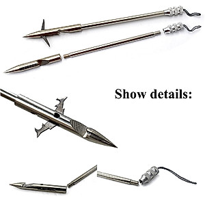 Piaoyu Stainless Steel Detachable Hunting Fish Head Fishing Arrow Darts Slingshot Spiral Tip 6 Pieces Pack (Package2)