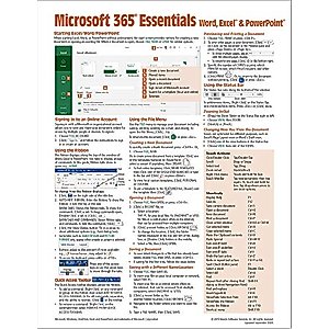 Microsoft 365 (Office 365) Essentials Quick Reference Guide - Windows Version (Cheat Sheet of Instructions, Tips & Shortcuts - Laminated Card)
