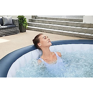 Bestway SaluSpa Milan AirJet 2 to 6 Person Inflatable Hot Tub Round Portable Outdoor Spa with 140 Soothing AirJets, App Control and Cover, Blue