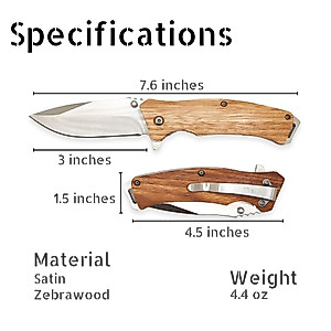Tropas Folding Pocket Knife - EDC 3Cr13 Stainless Steel Blade with Wood Handle