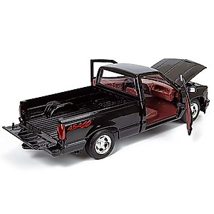 All Star Toys 1992 Chevy 454SS Pickup Truck 1/24 Scale Diecast Model Car Black with Red Interior Motormax 73203 Exclusive Edition