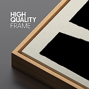 SIGNLEADER Framed Canvas Print Wall Art Set Geometric Black Contemporary Color Block Abstract Shapes Illustrations Modern Art Minimalism Decorative for Living Room, Bedroom, Office - 24"x36"x3 NATURAL