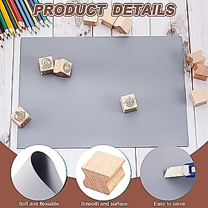 Sasylvia 10 Pcs Blank Hard Wood Rubber Stamp Mounts with A4 Size Grey Rubber Stamp Sheet Laser Engraver Accessories Rubber Stamp Carving Tools Soft Rubber Mat Carving Blocks (Gray, 1 x 1 Inch)