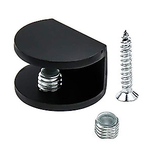 LC LICTOP Adjustable Aluminum Alloy Glass Clamp Clip Holder Black Half Round for 0.2"-0.31" Glass 16pcs