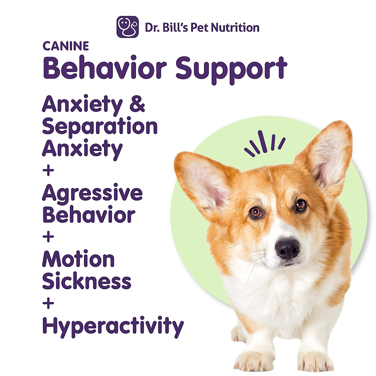 Dr. Bill’s Canine Behavior Support | Calming Pet Supplement for Dogs | Use On Demand | Contains Chamomile, Lemon Balm, Taurine, Valerian, Ginger Root, and Magnesium