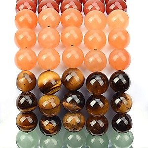 MASSIVE BEADS Handmade Gemstone 8mm Round Beads Adjustable Braided Macrame Tassels Chakra Reiki Bracelets (7-Chakra Stones, 8mm)