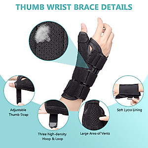 fibee Thumb Spica Splint & Wrist Brace, De Quervain’s Tenosynovitis Splint, Carpal Tunnel Wrist Brace with Thumb Stabilizer, Trigger Thumb Splint for Tendonitis, Arthritis, Sprains, Fits Men & Women