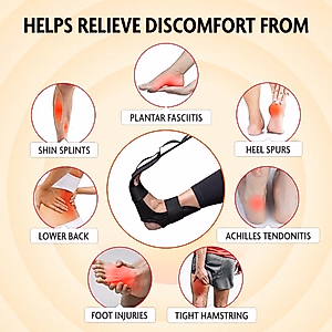 DMoose Fitness Foot & Calf Stretcher - Hamstring Stretcher for Plantar fasciitis, Achilles Tendonitis, Heel Spurs & Shin Splints - Yoga Stretching Strap for Back Pain - Flex Strap for Physical Therapy