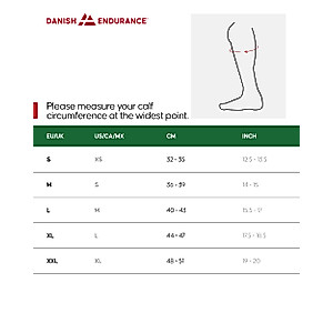 DANISH ENDURANCE Graduated Calf Compression Sleeves (Solid Black 1 Pair, Medium)