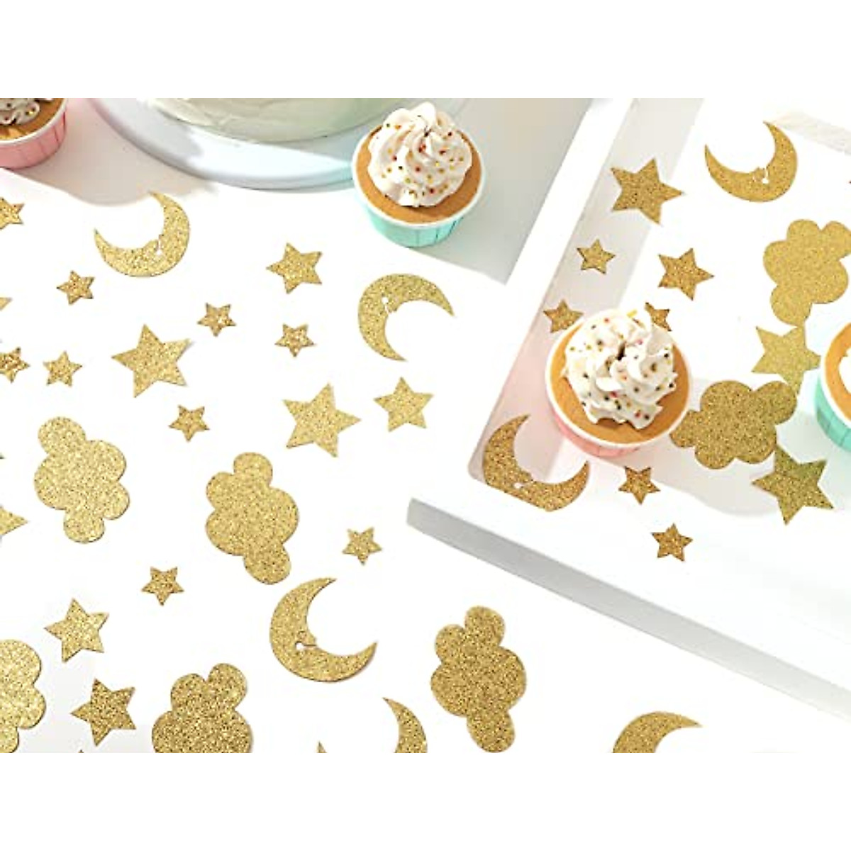 Twinkle Twinkle Little Star Baby Shower - Star Confetti For First Birthday, Over The Moon Theme Party Decorations Supplies With Baby Boy Girl, Party Photo Props For Baby Shower