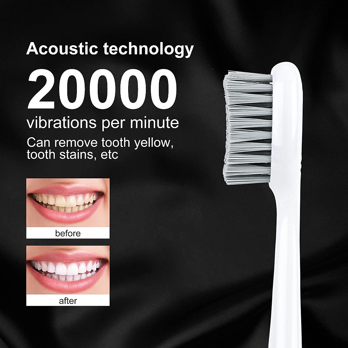 Flexforce Electric Toothbrush Suitable for Children and Adults with Replaceable AAA Battery and Brush Head, Metal Handle, Dupont Soft Hair, 180 Days, V1, Black