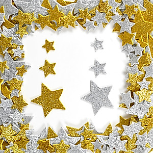 READY 2 LEARN Glitter Foam Stickers - Silver and Gold Stars - Pack of 168 - Self-Adhesive Stickers - Stickers for Scrapbooks and Cards