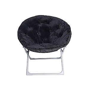 Amazon Basics Faux Fur Saucer Shaped Chair with Metal Frame Black 32.3"D x 27.2"W x 32.3"H