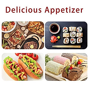 WATHFKCU 5.7 Inch Disposable Bamboo Wooden Sushi Boat  Plate Bamboo Appetizer Plates Dishes Sushi Serving Tray Wooden Leaf Boat with 100Pcs Bamboo Picks (5.7inch)