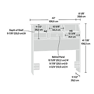 Sauder Shoal Creek Bookcase Headboard, Twin, Soft White finish