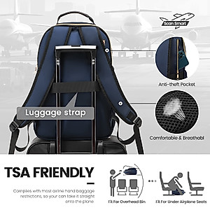 LOVEVOOK Laptop Backpack for Women 15.6 inch,Cute Womens Travel Backpack Purse,Professional Laptop Computer Bag,Waterproof Work Business College Teacher Bags Carry on Backpack with USB Port,Navy Blue