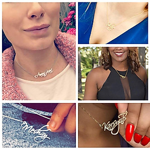 UMAGICBOX Personalized Dainty Name Necklace 18K Gold Plated Stainless Steel Custom Engraved Nameplate Pendant Jewelry Customized Birthday Mother Christmas Day Gifts for Women Girls Teen Kids Daughter
