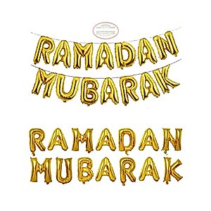 16inch Rose Gold Eid MUBARAK Foil Balloons Party Decoration Supplies Ramadan Decoration Gold EID Balloons For Muslim EID Ballon (RAMADAN Gold)