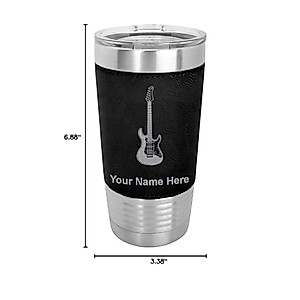LaserGram 20oz Vacuum Insulated Tumbler Mug, Electric Guitar, Personalized Engraving Included (Faux Leather, Black)