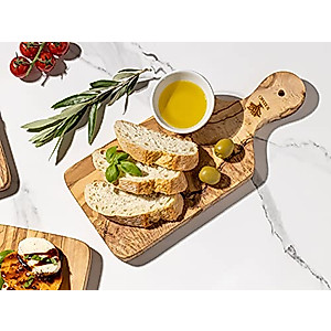SOLTAKO Olive Small Cheese Boards, Set of 2 Small charcuterie Boards with Handle, Set of Mini charcuterie Boards, Cutting Boards for Kitchen, Butter Board Set, Handmade, 11.4"x4.9"