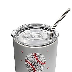20oz Baseball Mama Tumbler, Basebal Mom Gifts for Mother, Grandma, Coffee Thermos for Women, Stainless Steel Double Wall Vacuum Insulated Coffee Mug, Travel Cup with Lid