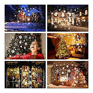 Lovedfgh Christmas Snowflake Lights Christmas Snowflake Projector Lights Outdoor, Waterproof LED Snowfall Spotlight Projector for Halloween Xmas Party Holiday Home Garden Landscape Decor 11.7