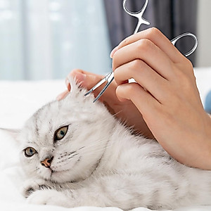 Dog Ear Hair Removal Tool, Dog Ear Plucking Tool Dog Ear Hair Remover Pets Ears Nose Hair Puller Stainless Steel Grooming Cleaning Clamp with Curved Tip Tweezers for Pet Cat Trimmer Accessories(small)