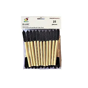 PANCLUB Foam Paint Brush Set I Sponge Brush Paint I 1 Inch - 25 Pack I with Wood Handles I Great for Art, Varnishes, Acrylics, Stains, Crafts