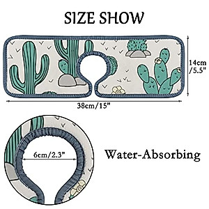 Kitchen Faucet Absorbent Mat 2 Pieces Cactuses and Succulents Faucet Sink Splash Guard Bathroom Counter and RV,Faucet Counter Sink Water Stains Preventer