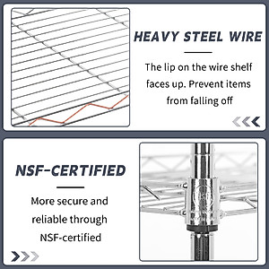 YYkokocat 6-Shelf Adjustable Storage Shelves 600Lb Capacity Metal Wire Shelving Unit Storage Rack for Kitchen Bathroom Corner Shelf Organizer for Small Space, 16.7D x 11.8W x 63H, Chrome