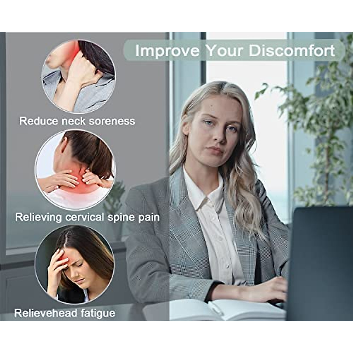 HAPPYBAG Neck Pillow for Travel Memory Foam Neck Support Pillow,Portable Removable and Machine Washable,for Airplane Car Home Use Sleeping Rest Headrest (HD-Blue)