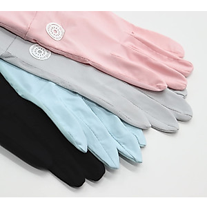 CAMSTIC Women's Ultra Thin UPF 50+ Summer UV Protection Touchscreen Driving Gloves (Grey)