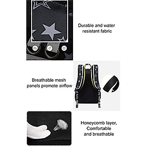 JiaYou Boys Junior Middle School Backpack Men USB High Middle School Laptop Bag Stars Pattern Casual Daypack(Color E,22 Liters)