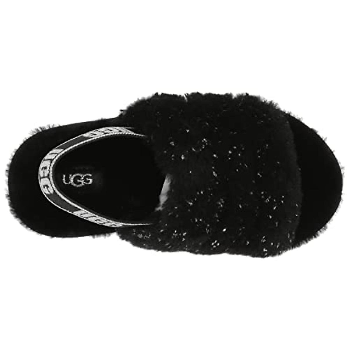 UGG Girls T Fluff Yeah Metallic Sparkle Slipper, Black, 10 Toddler