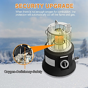 AKUSAKO Upgraded Propane Heater - Portable Tent Heater, Camping Gas Heater and Stove, Patio Heaters with Pressure Reducing Valve for Outdoor/Indoor Ice Fishing Hiking Hunting Survival Emergency,Black