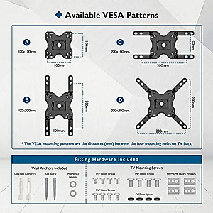 BONTEC Full Motion Articulating Arm TV Wall Mount for 13-43 Inch LED LCD OLED TVs, Tilt, Swivel & 360°Extension Rotation TV Monitor Wall Mount up to 44lbs, Max VESA 200x200mm, Bubble Level, Cable Ties