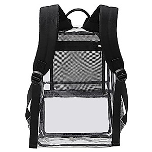 abshoo Heavy Duty Clear Backpack For School Approved Transparent Clear Bookbag (Black)