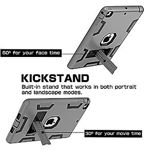 TOPSKY Case Compatible with iPad Air 1st Generation/A1474/A1475/A1476 9.7 inch, Shockproof Built in Kickstand Protective Cover Cases for iPad A1474/A1475/A1476,Grey Black