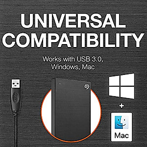 Seagate One Touch 2TB External HHD Drive with Rescue Data Recovery Services, Black (STKB2000400)