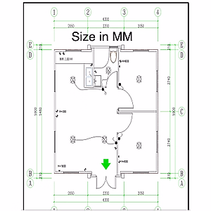 SAA Gray Modern House, 19 x 20 FT, 2 Rooms, 1 Bathroom & 1 Kitchen, Alloy Steel, Foldable Outbuilding – Light Blue Gray
