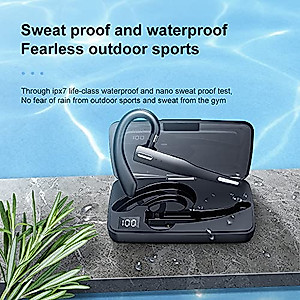 AMERCOOWTT Bluetooth Headset, Wireless Bluetooth Earpiece with Microphone, 48 Hours Play Time, 500mAh Charging Case, Built in ENC Dual Mic Noise Cancelling, for Business Office/Driving/Truck