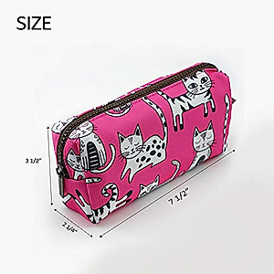 Pink Cat Pencil Case Makeup Bag Cat Lover Gift Crazy Cat Lady Toiletry Case Pouch Gifts for Teens Cosmetic Bag Kawaii Box Stationary Gadget Bag